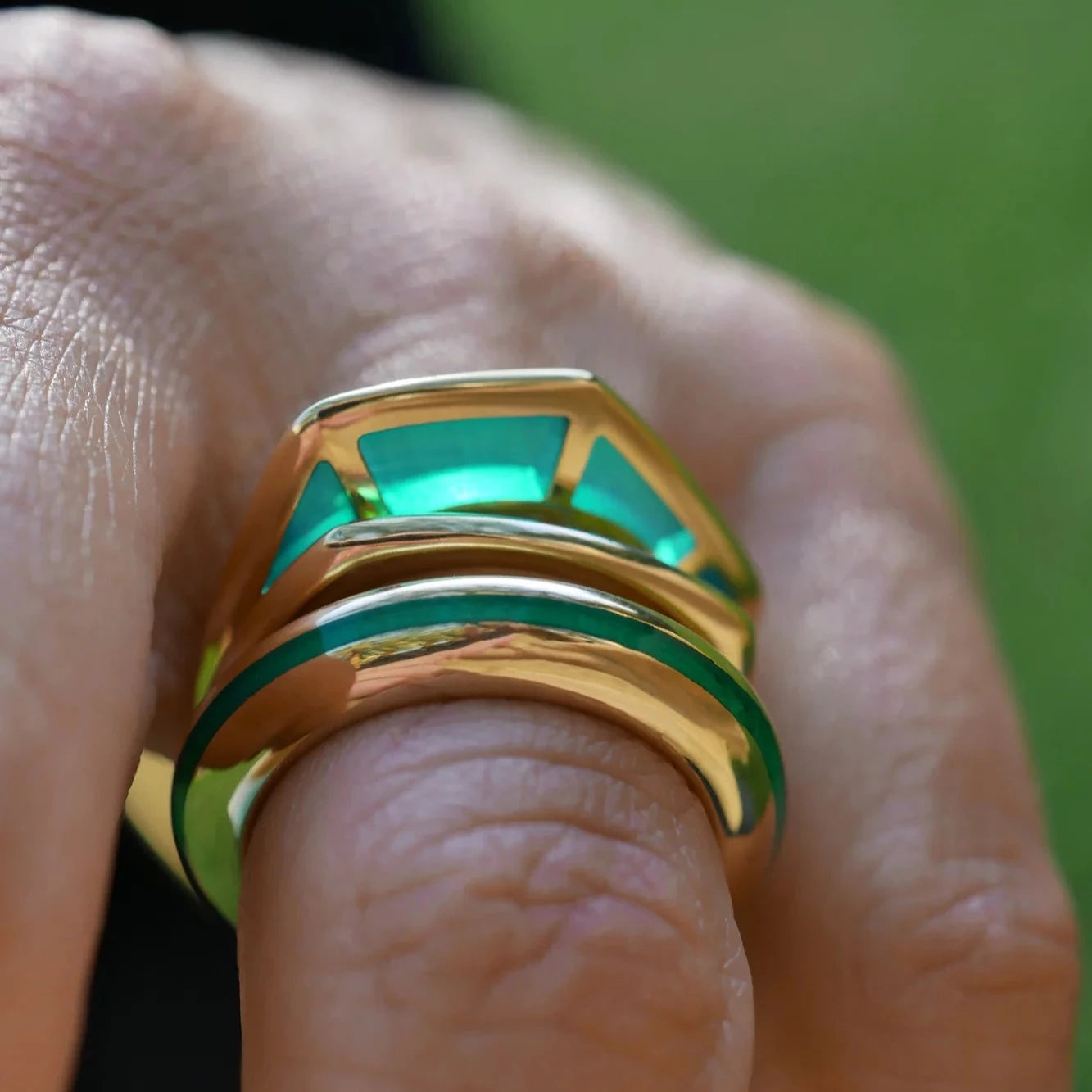 House of Lif | Green Enamel Stacking Ring | Ethos of London