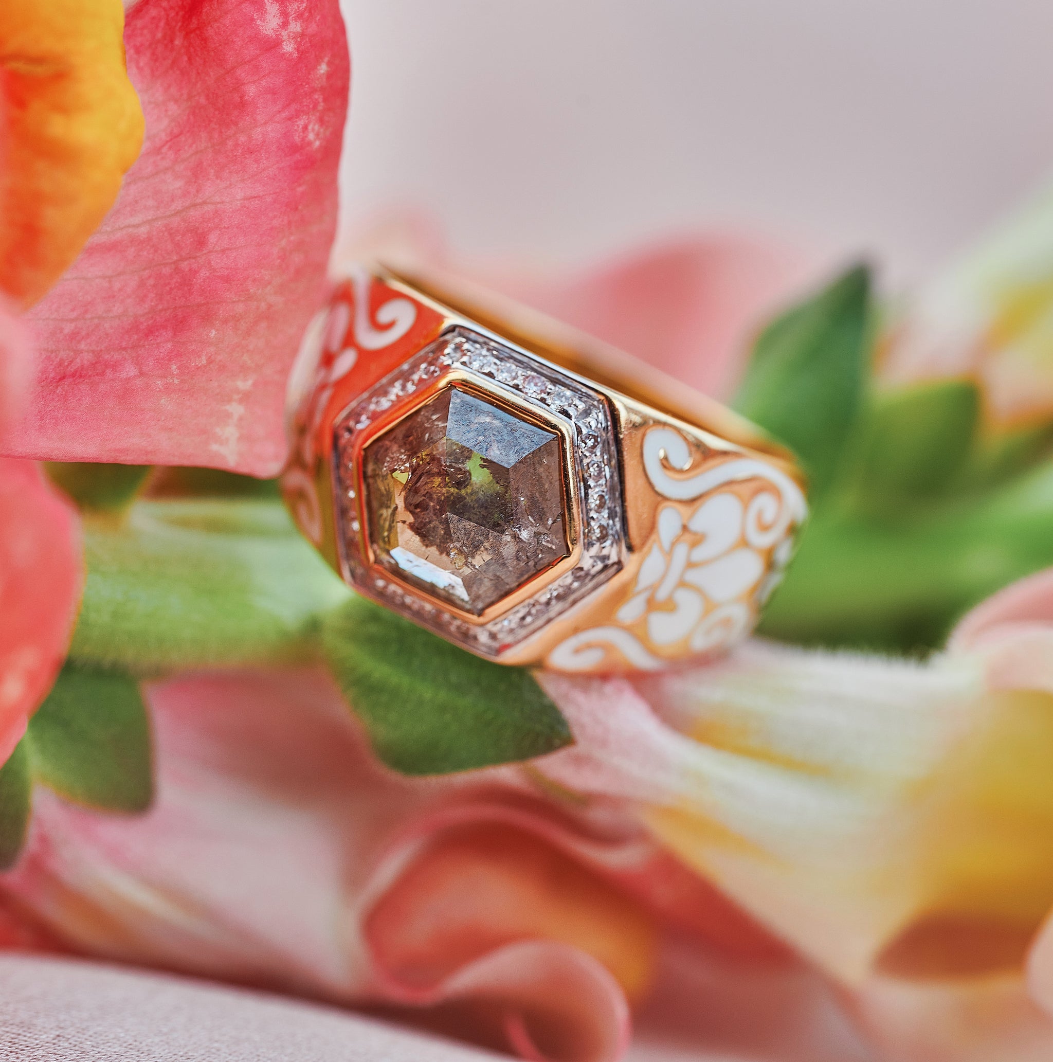 Jade Jagger | Salt and Pepper Diamond Ring | Ethos of London